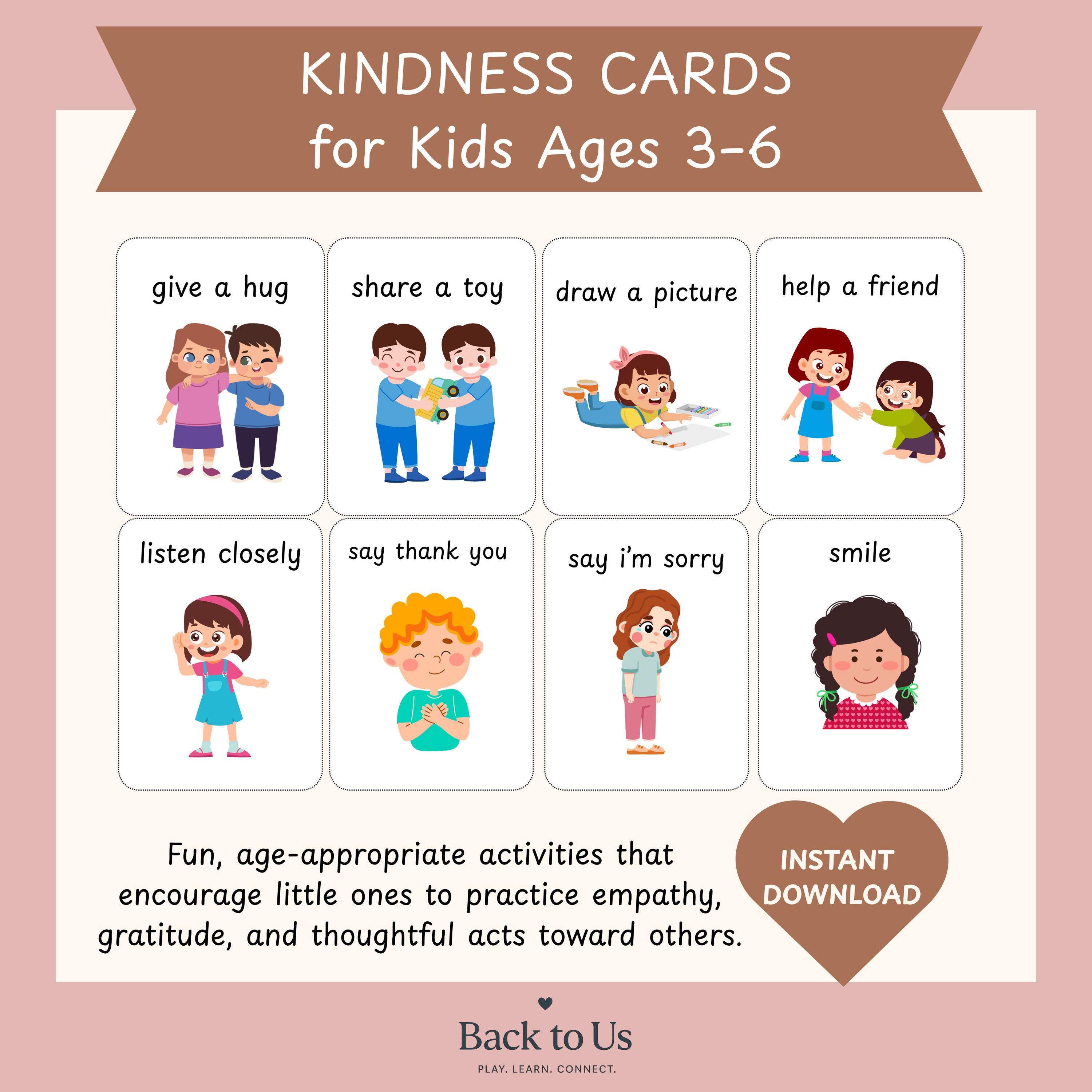 Kindness Cards for Preschoolers: Empathy & Gratitude Activities (PDF ...