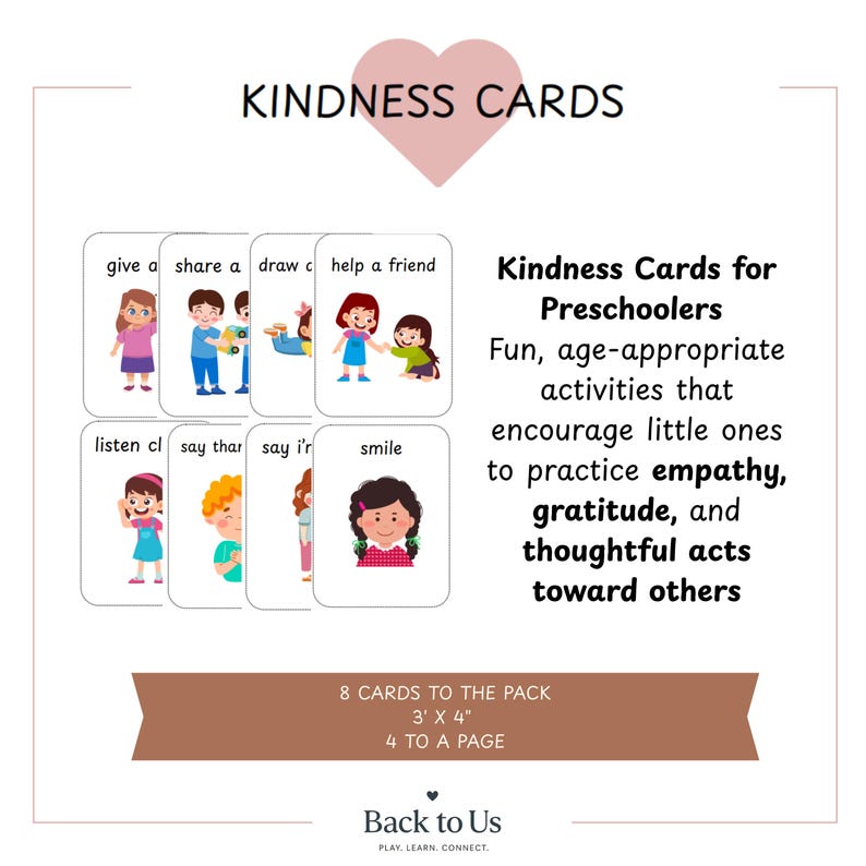 Kindness Cards for Preschoolers: Empathy & Gratitude Activities (PDF ...
