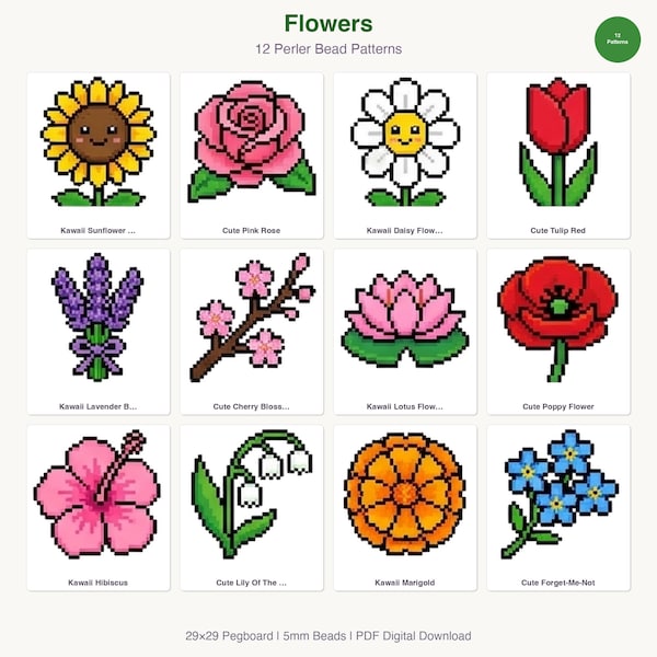 Rose Perler Pattern - Etsy UK