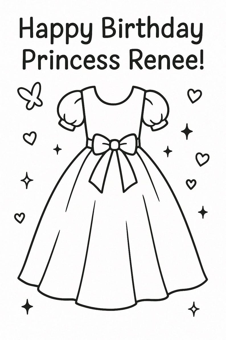 Personalized Princess Birthday Coloring Pages for Girls, Set of 6 ...
