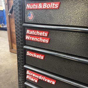 Custom 3D Printed Toolbox Labels (set of 10) - Magnetic Tool Drawer ...