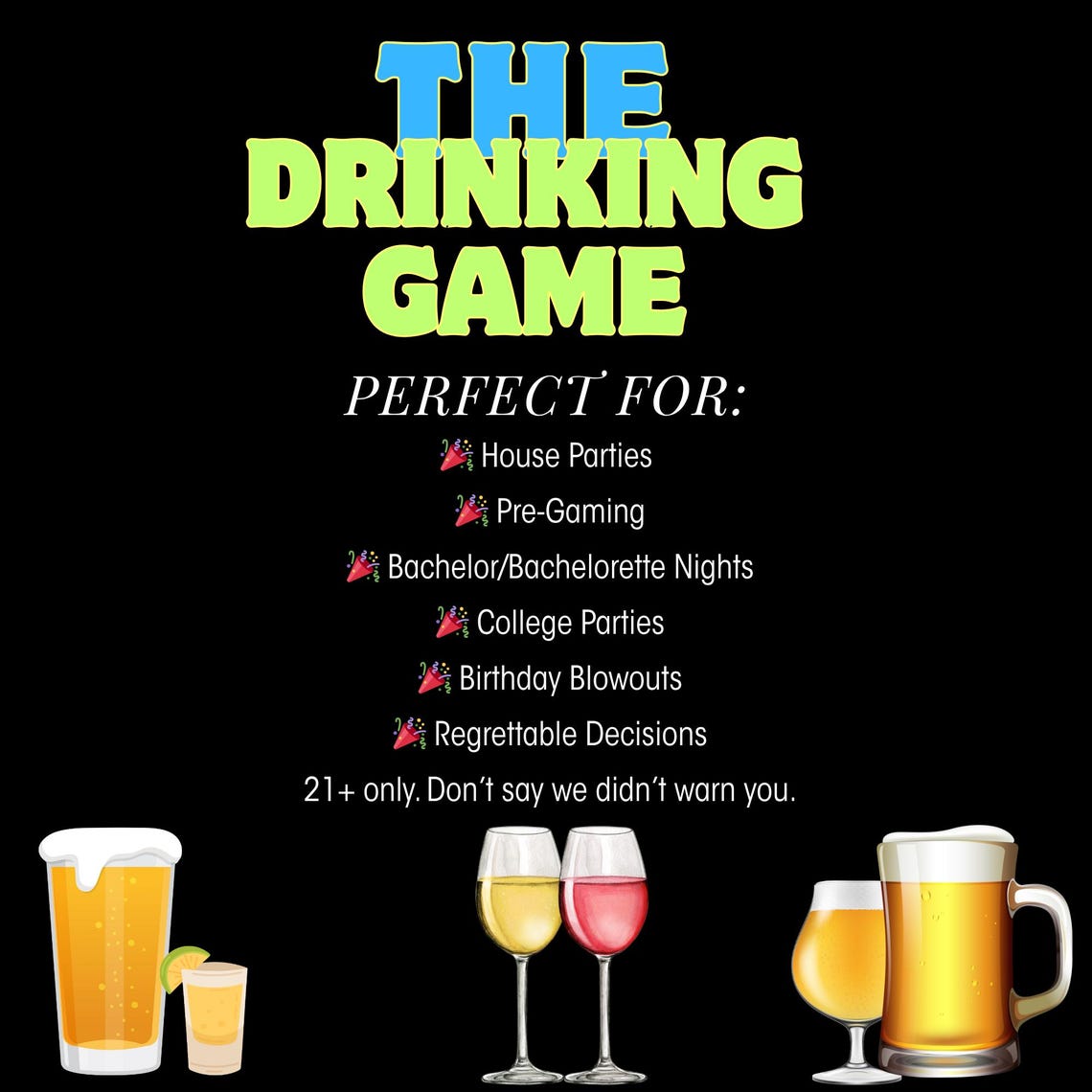 The Drinking Game - Printable Party Game for Adults | Instant Download ...