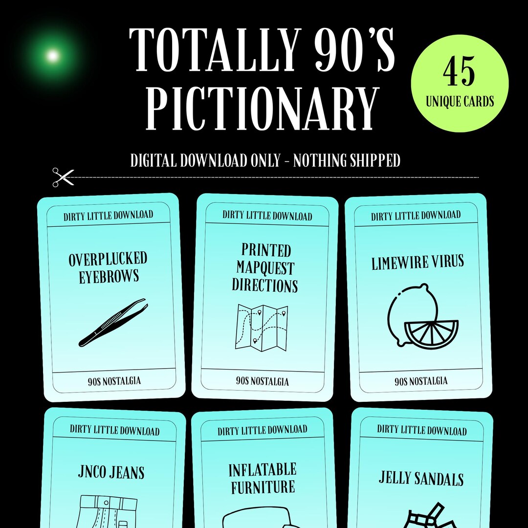 Totally 90er Jahre Pictionary Game Printable | 90er Jahre ...