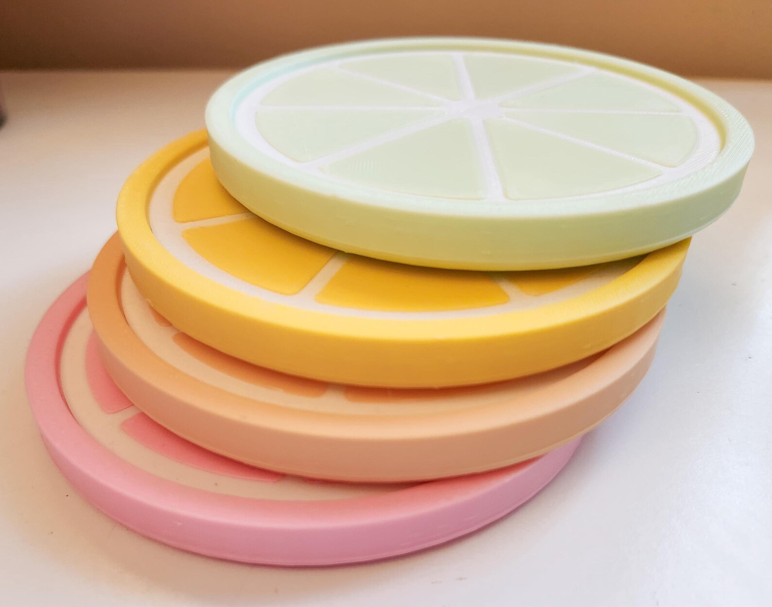 3D Printable Citrus Coaster Set: Lemon, Lime, Orange, Grapefruit (STL ...
