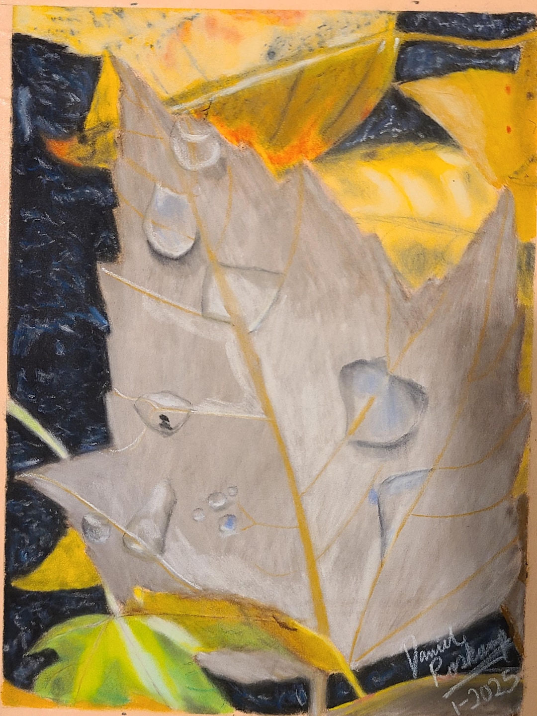 Original Pastel Painting - Fall Leaf - Etsy