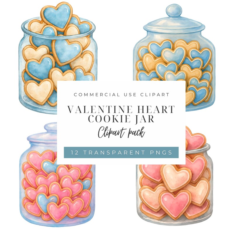 Valentine Heart Cookie Jar Clipart, Cute Cookie Clipart, Baking Clipart ...