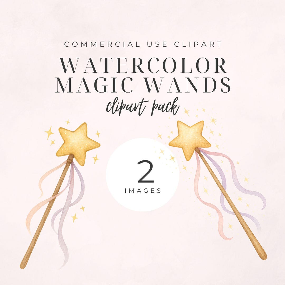 Magic Wand Clipart With Sparkles, Princess Wand, Printable Watercolor ...