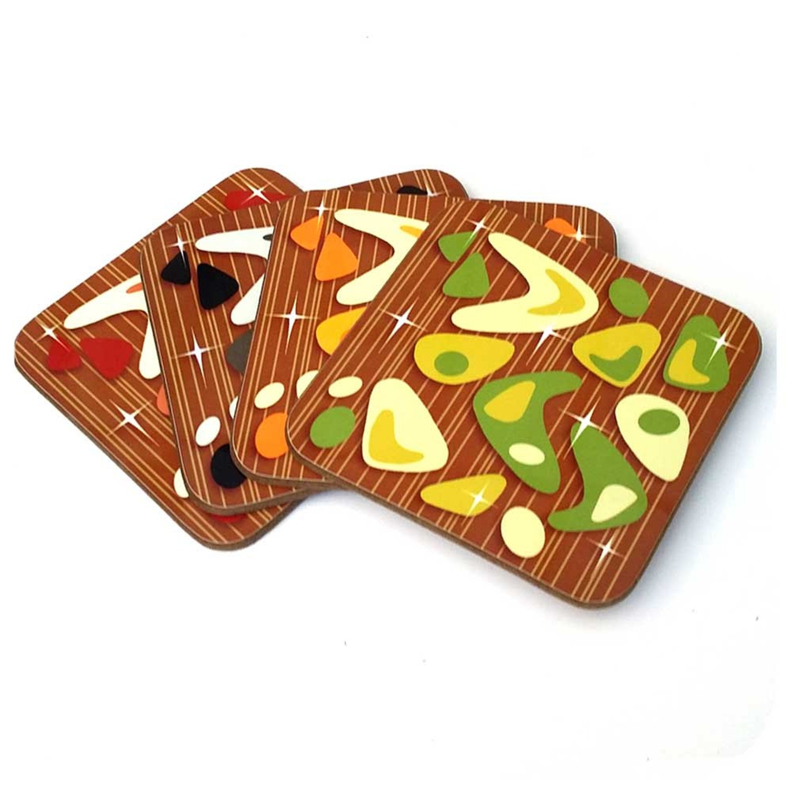 Atomic Boomerang Coaster, Set of Four - Retro Coaster Set - Mid Century ...