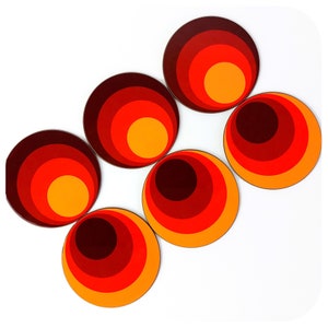 70s Style Coasters, Set of 6 - Retro 1970s Graphic Style Drinks ...