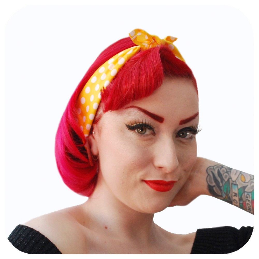 Rockabilly Polka Dot Bandana – 50s Retro Head Scarf, Cotton - Etsy