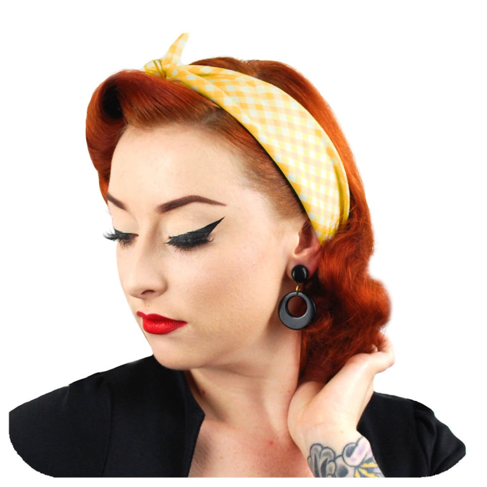 Gingham Bandana – 1950s Retro Head Scarf, Rockabilly Hair Accessory - Etsy