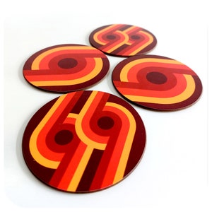 70s Style Retro Coasters, Set of Four - 1970s Supergraphic Coasters ...