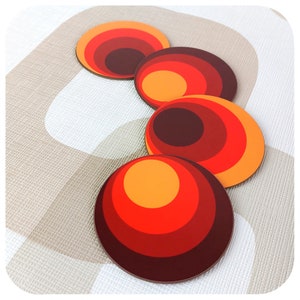 70s Circles Coasters Set of Four - 70s Graphic Retro Coasters - 1970s ...