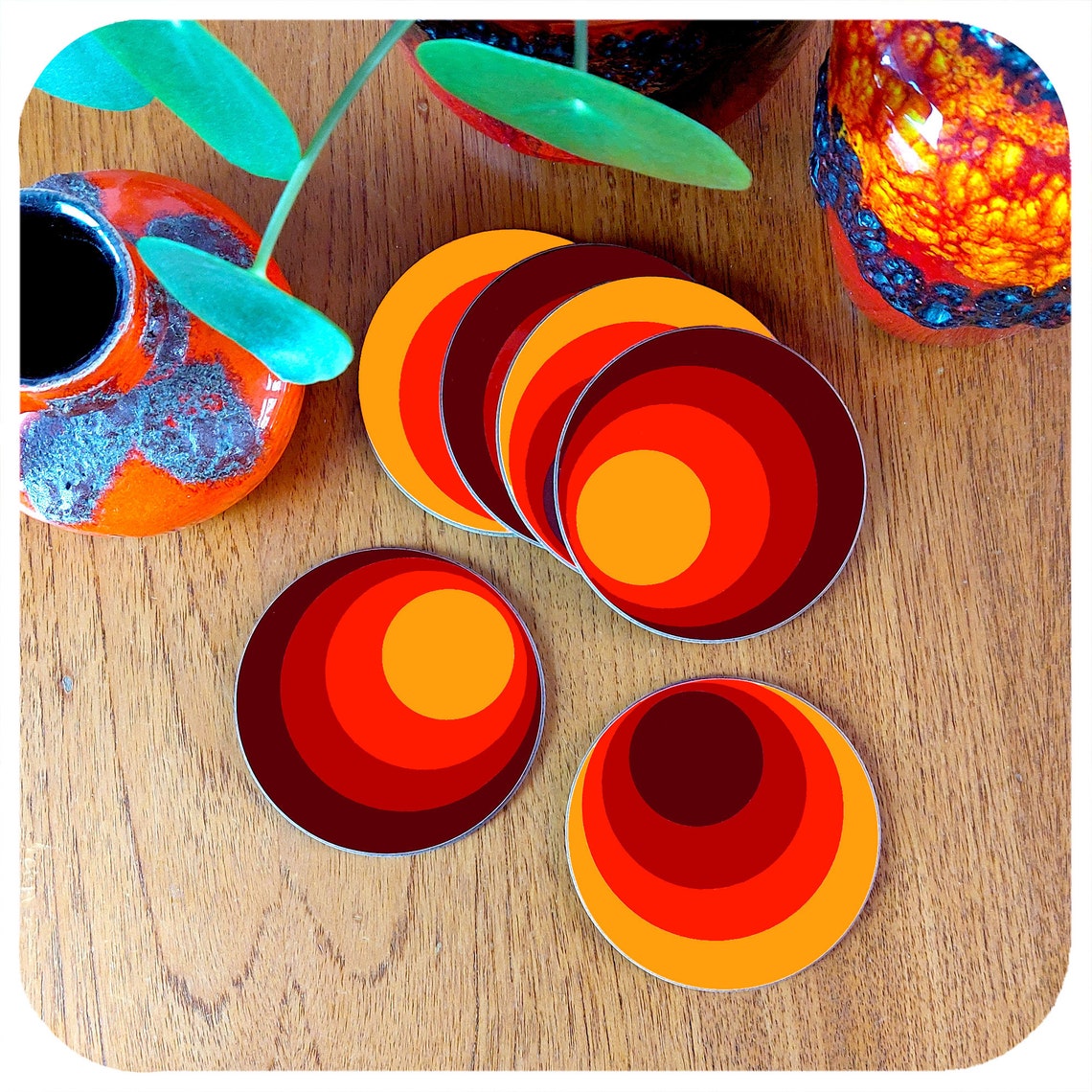 70s Style Coasters Set of 6 Retro 1970s Graphic Style - Etsy