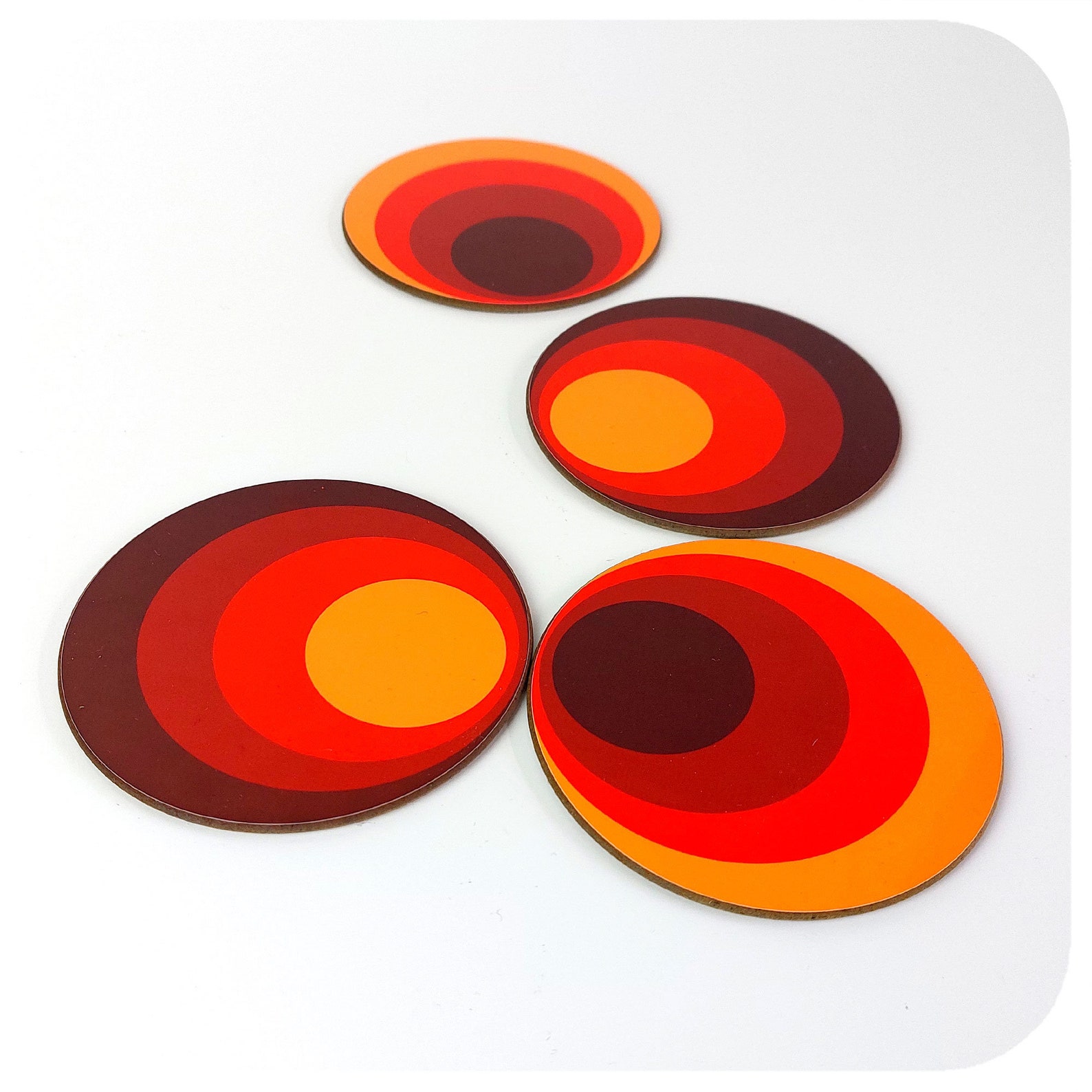 70s Circles Coasters Set of Four 70s Graphic Retro Coasters - Etsy UK