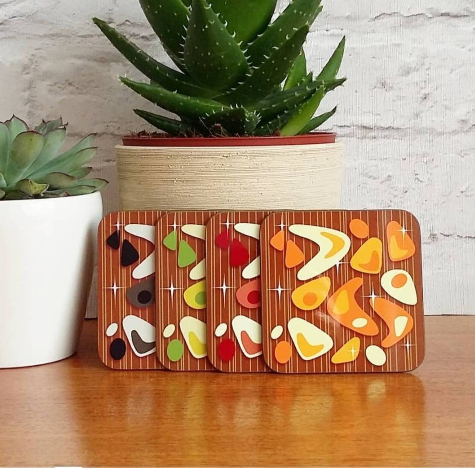 Atomic Boomerang Coaster, Set of Four - Retro Coaster Set - Mid Century ...