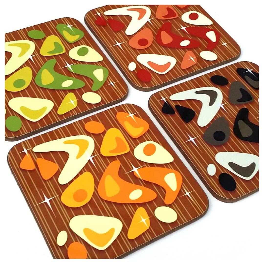 Atomic Boomerang Coaster, Set of Four - Retro Coaster Set - Mid Century ...