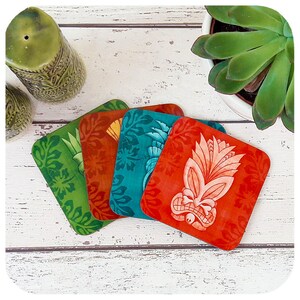 Tiki Coasters, Set of 4, Tropical Bar Accessories - Etsy