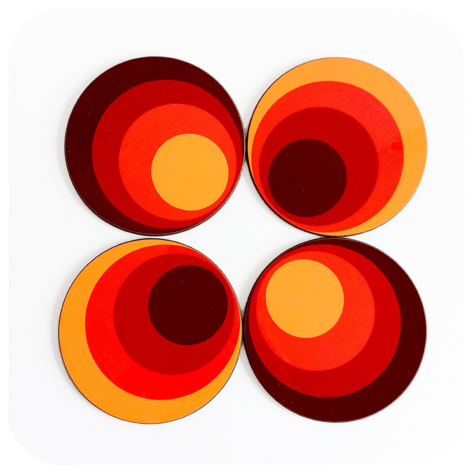 70s Circles Coasters Set of Four 70s Graphic Retro Coasters - Etsy