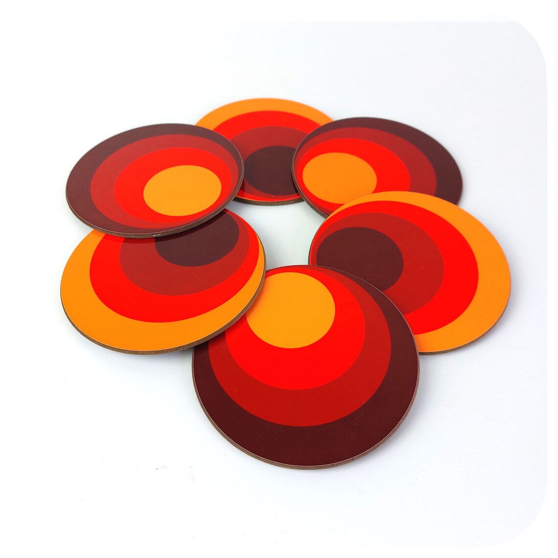 70s Style Coasters Set of 6 Retro 1970s Graphic Style - Etsy