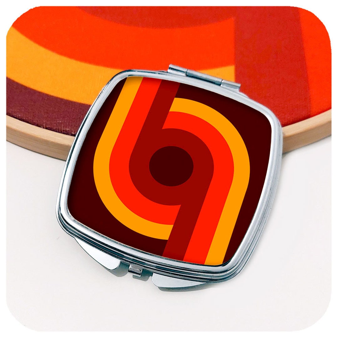 70s Style Compact Mirror - 1970s Supergraphic Pocket Mirror - Gift for ...