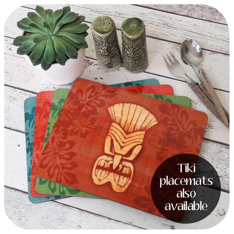 Tiki Coasters Set of Four Tiki Bar Accessories Hawaiian - Etsy