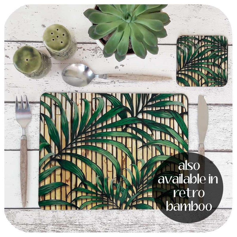 Palm Leaf Placemats Set of 6 Botanical Table Mats Tropical | Etsy
