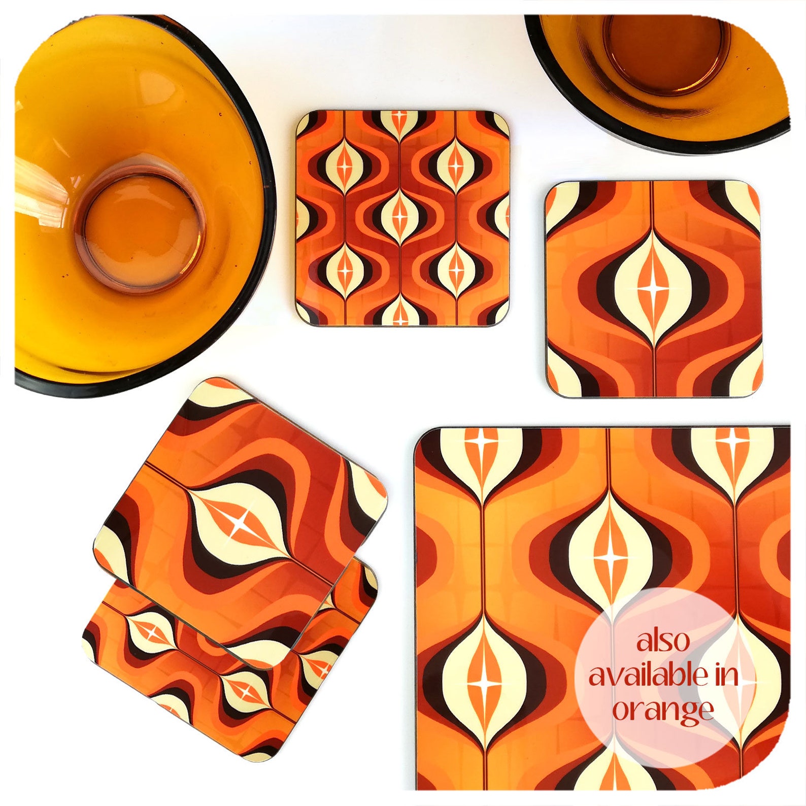 70s Op Art Coaster Set 4 Green Coasters 1970s Style - Etsy