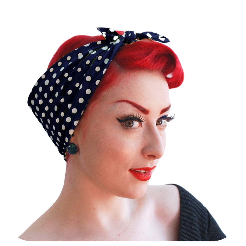 Rockabilly Polka Dot Bandana – 50s Retro Head Scarf, Cotton - Etsy