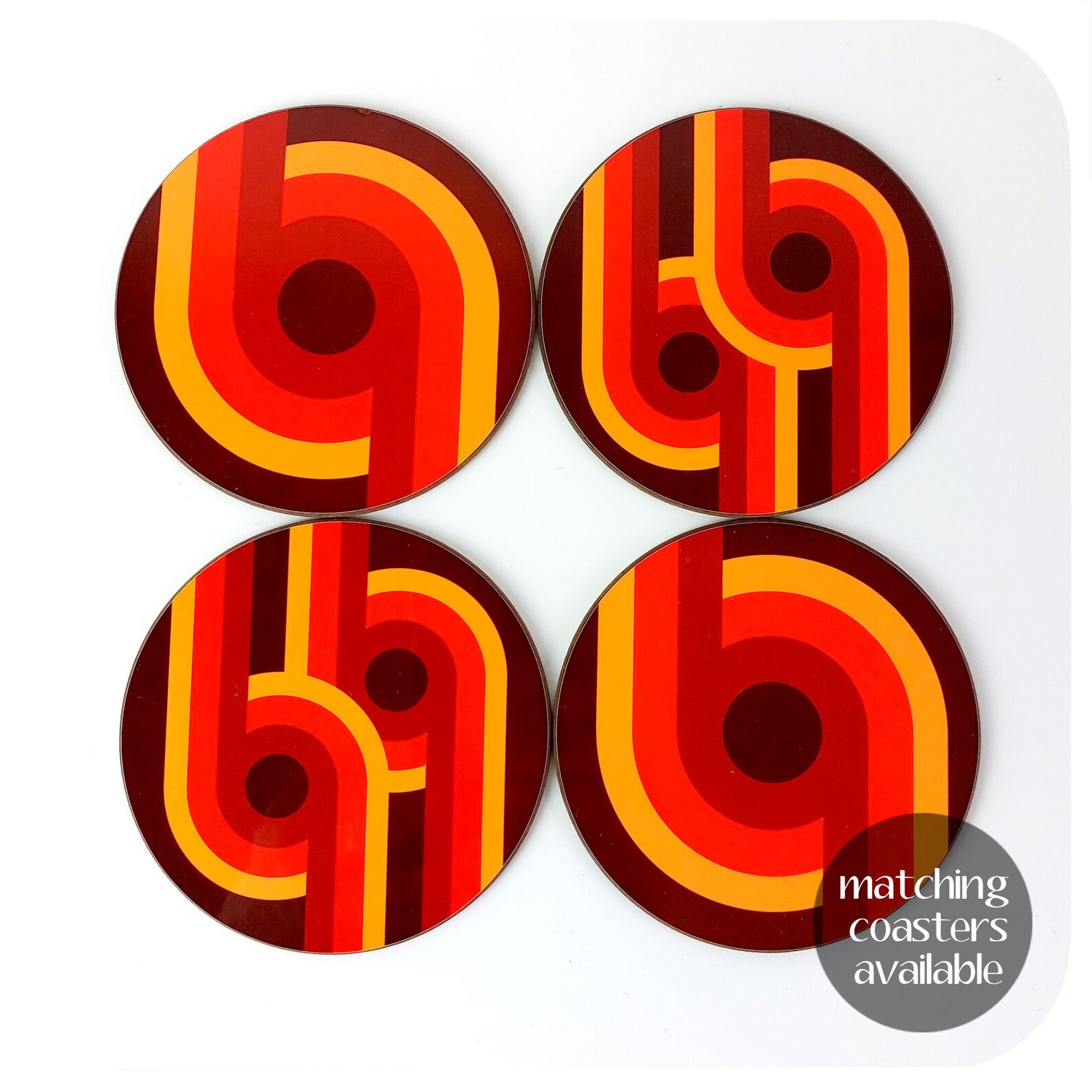 70s Retro Graphic Placemats: Set of 4 Round Supergraphic Table Mats ...