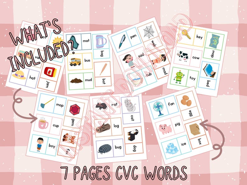 CVC Word Cards | Printable PDF (digital Download) - Etsy