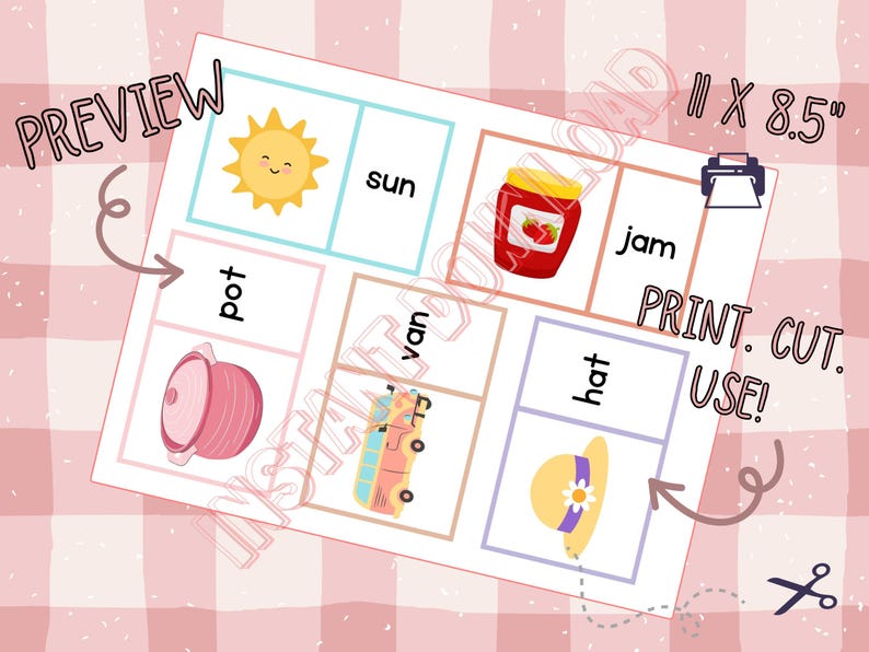 CVC Word Cards | Printable PDF (digital Download) - Etsy