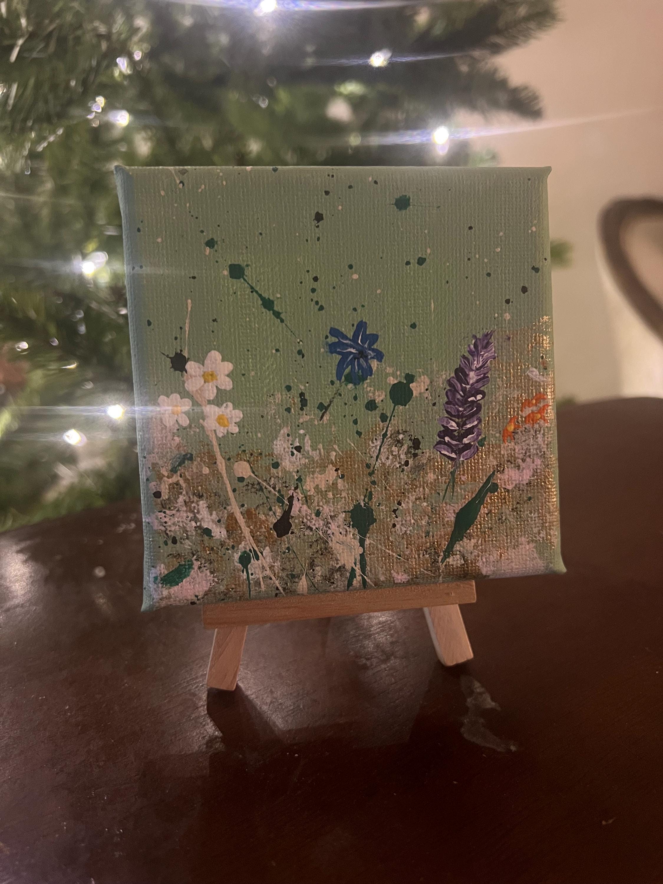 Cute Flowers on Mini Canvas - Etsy