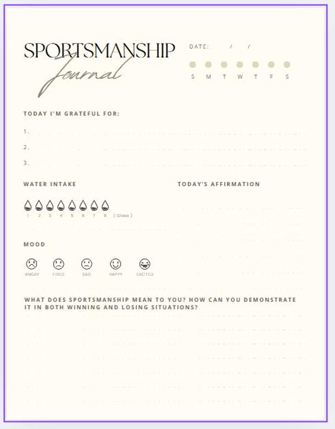 Printable Volleyball Journal Players | Game Day Reflection and Goal ...