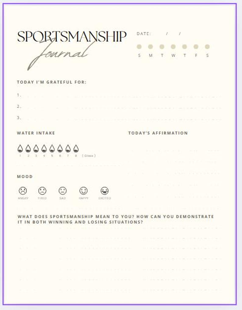 Printable Volleyball Journal Players | Game Day Reflection and Goal ...