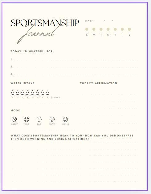 Printable Volleyball Journal Players | Game Day Reflection and Goal ...