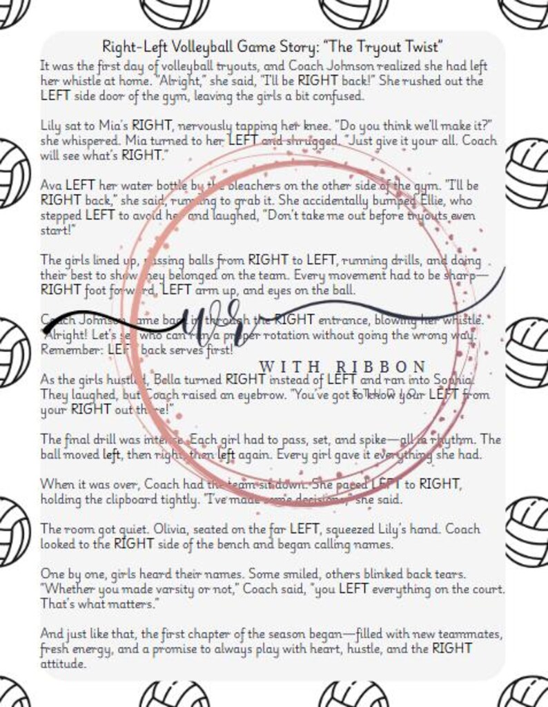 Printable Volleyball Right Left Game – Tryouts | Icebreaker Game for ...