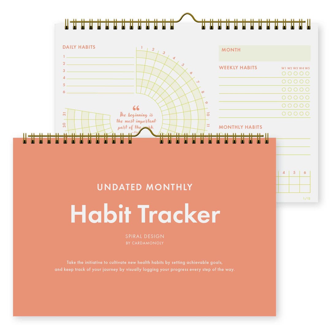 Undated Habit Tracker Calendar – 12-month Spiral-bound Planner With ...