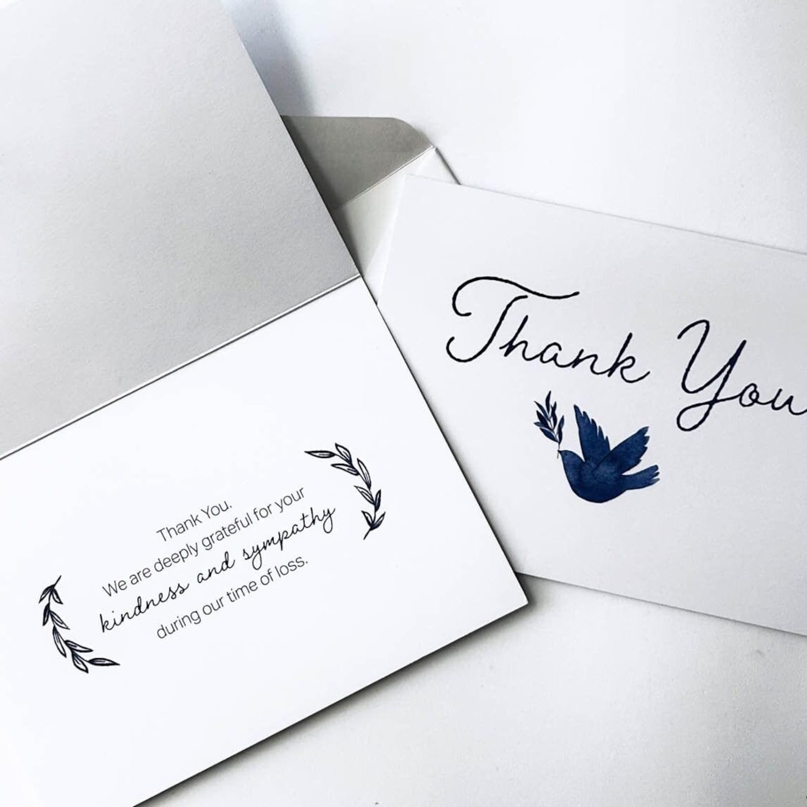 Sympathy Thank You Cards With Envelopes – Pack of 25 Blue Dove Funeral ...