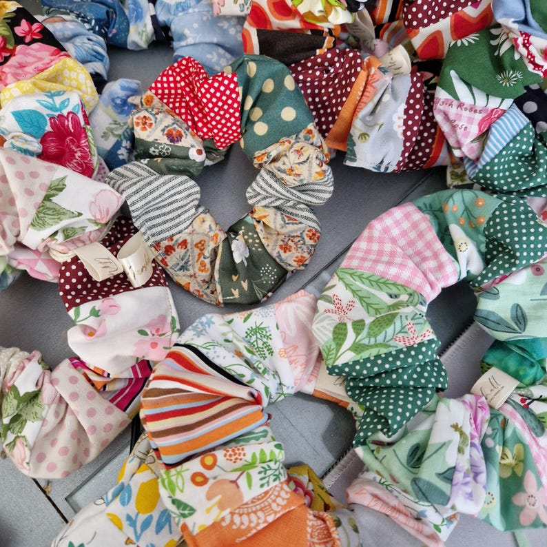 Fabric Scrap Patchwork Scrunchies Selection 1 – Eco-friendly Handmade ...