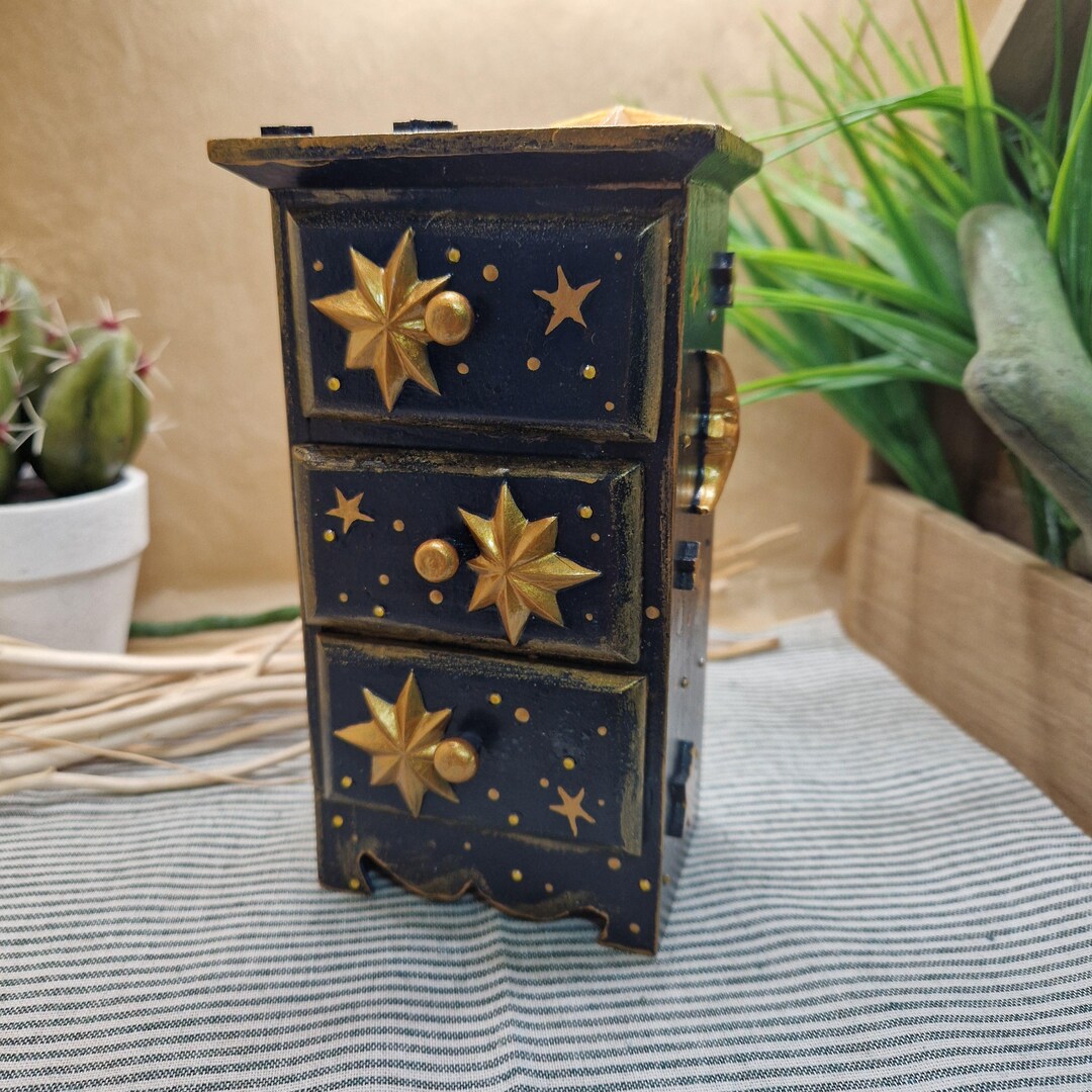 Upcycled Celestial Moon & Star Wooden Mini Drawers – Boho Storage ...
