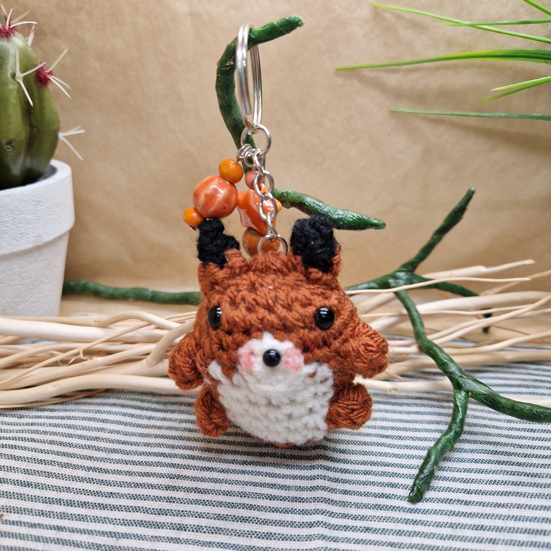 Crochet Fox Amigurumi Keyring: Anxiety Relief Plush Pet - Etsy