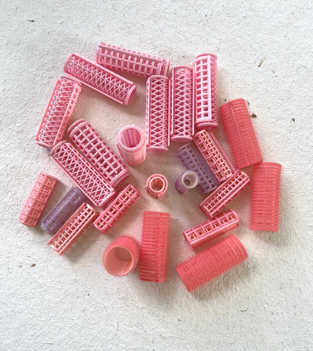 Retro Pink Hair Curlers - Vintage Snap-on Plastic Set of 24 - Etsy