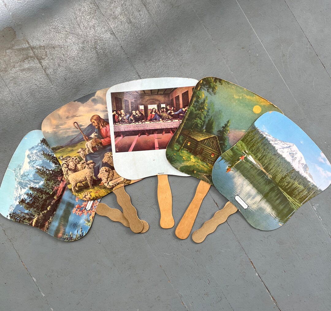 Vintage Advertising Church Paper Fan, Lot of 5 Fans - Etsy