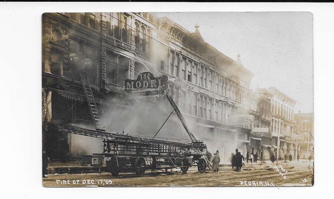 Antique Postcard Fire at the Model Peoria IL 1909, Disaster Real Photo ...