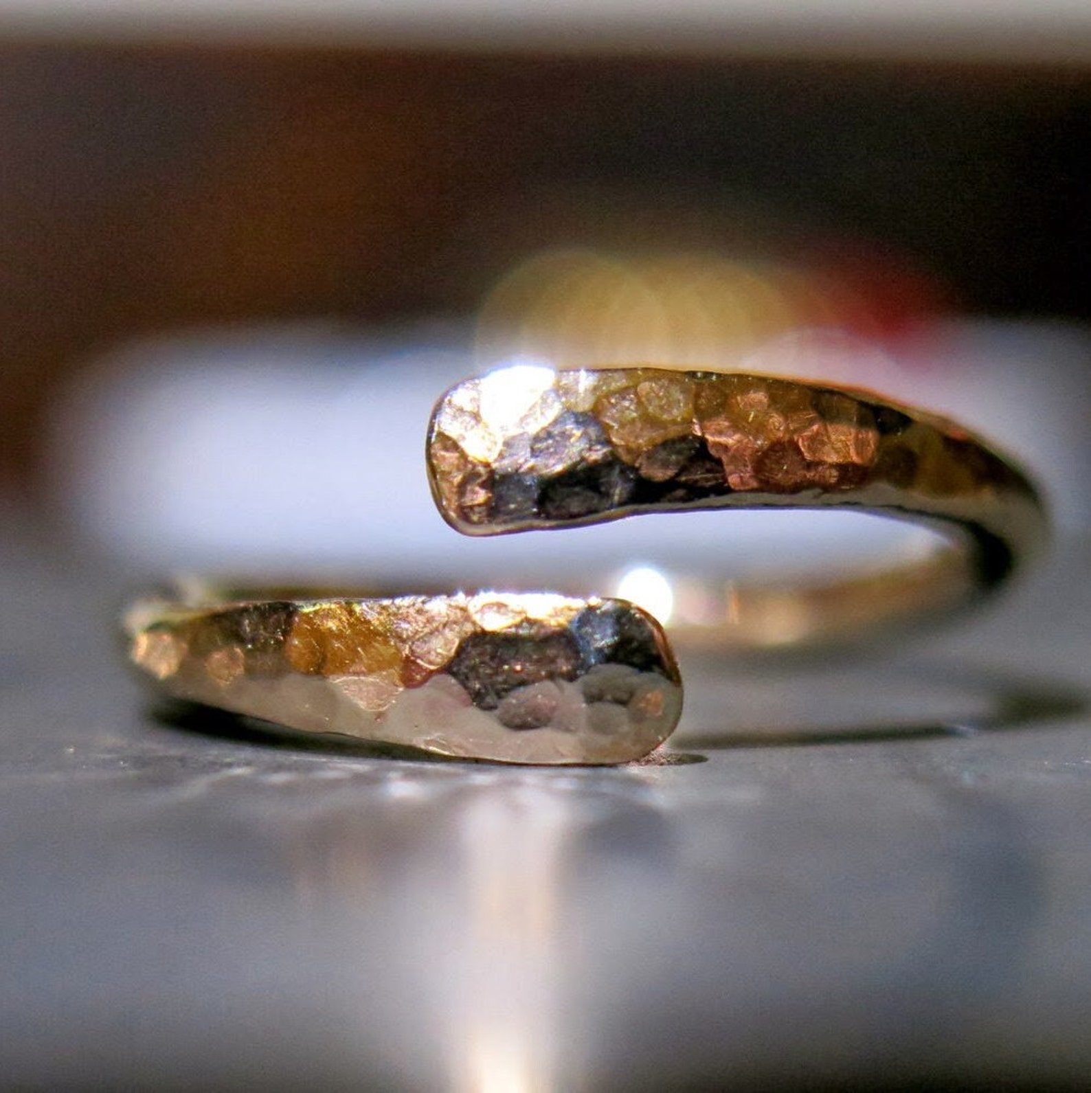 14k Solid Gold Overlap Cuff Ring - Handcrafted Organic Pinky Band - Etsy