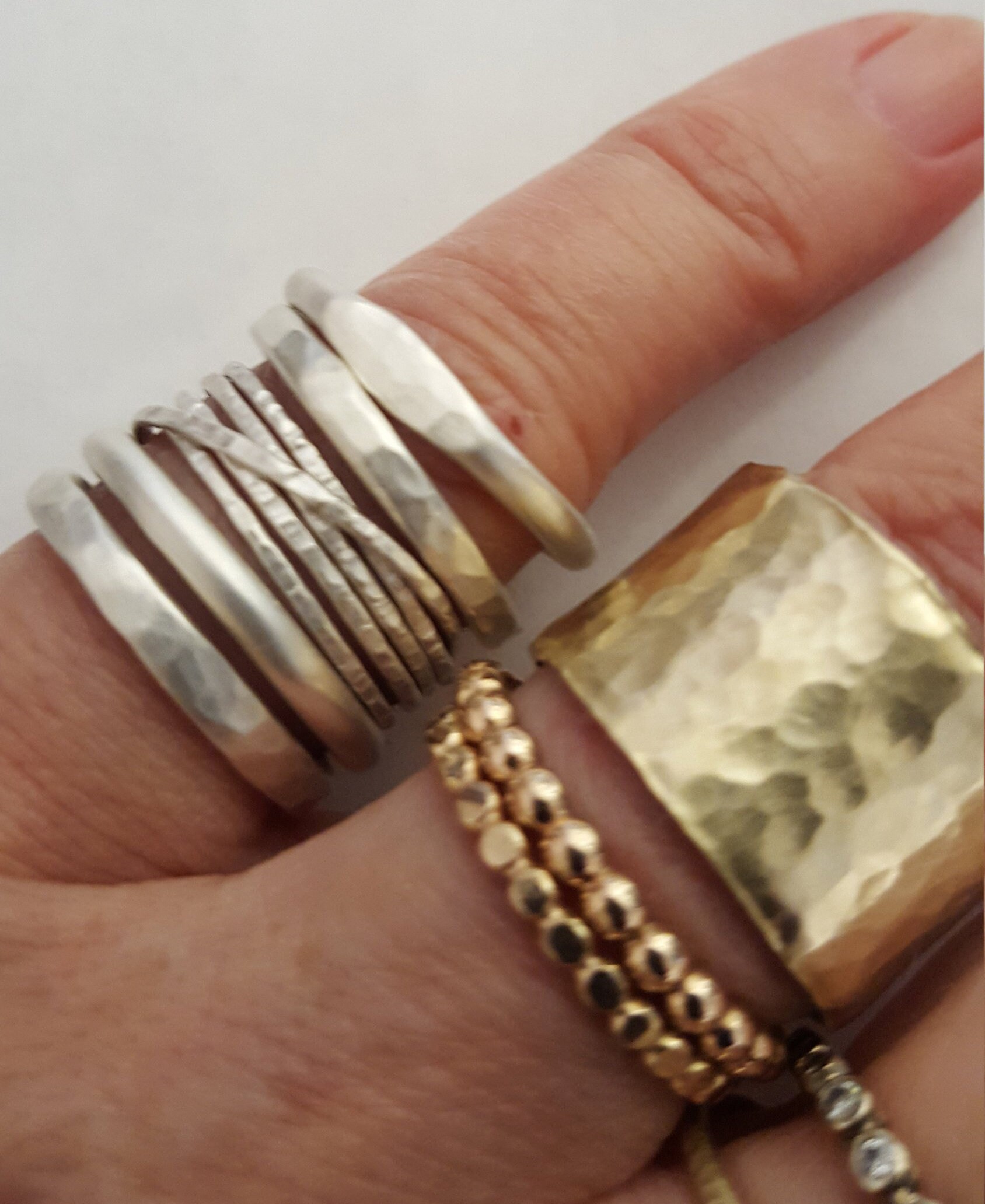 Hammered Wide Ring 14k Gold Filled Adjustable Ring | Etsy