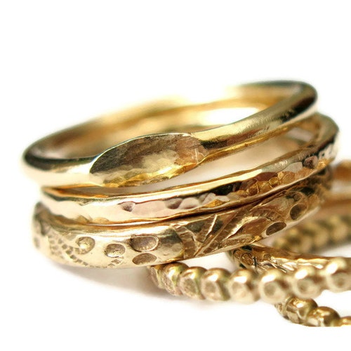 14k Gold Anniversary Rings | Etsy