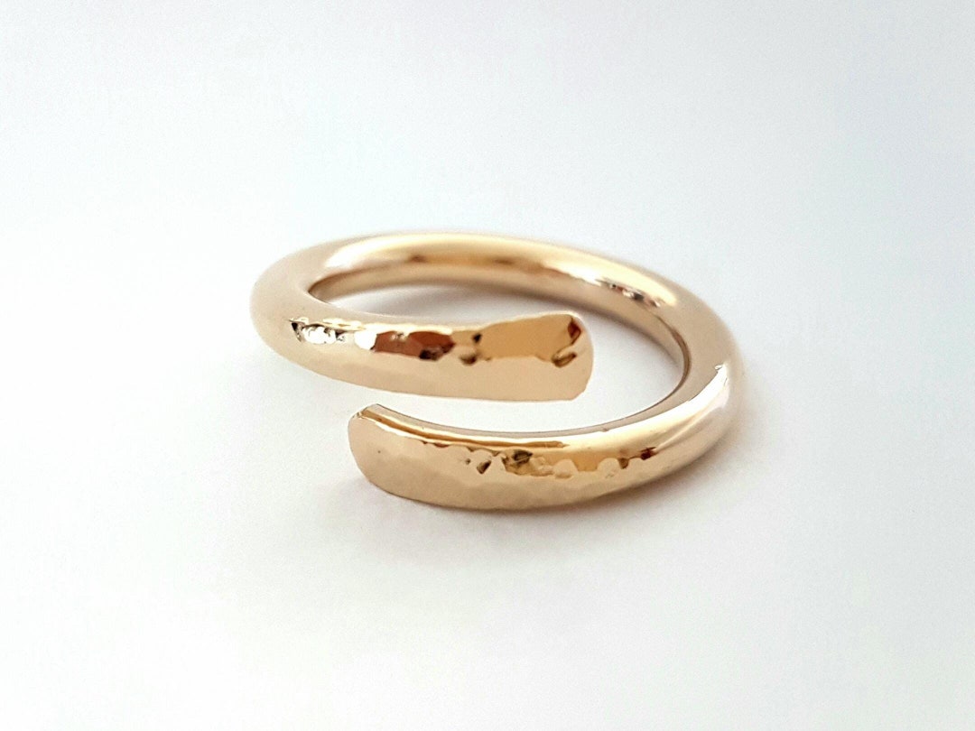 14k Solid Gold Overlap Cuff Ring - Handcrafted Organic Pinky Band - Etsy