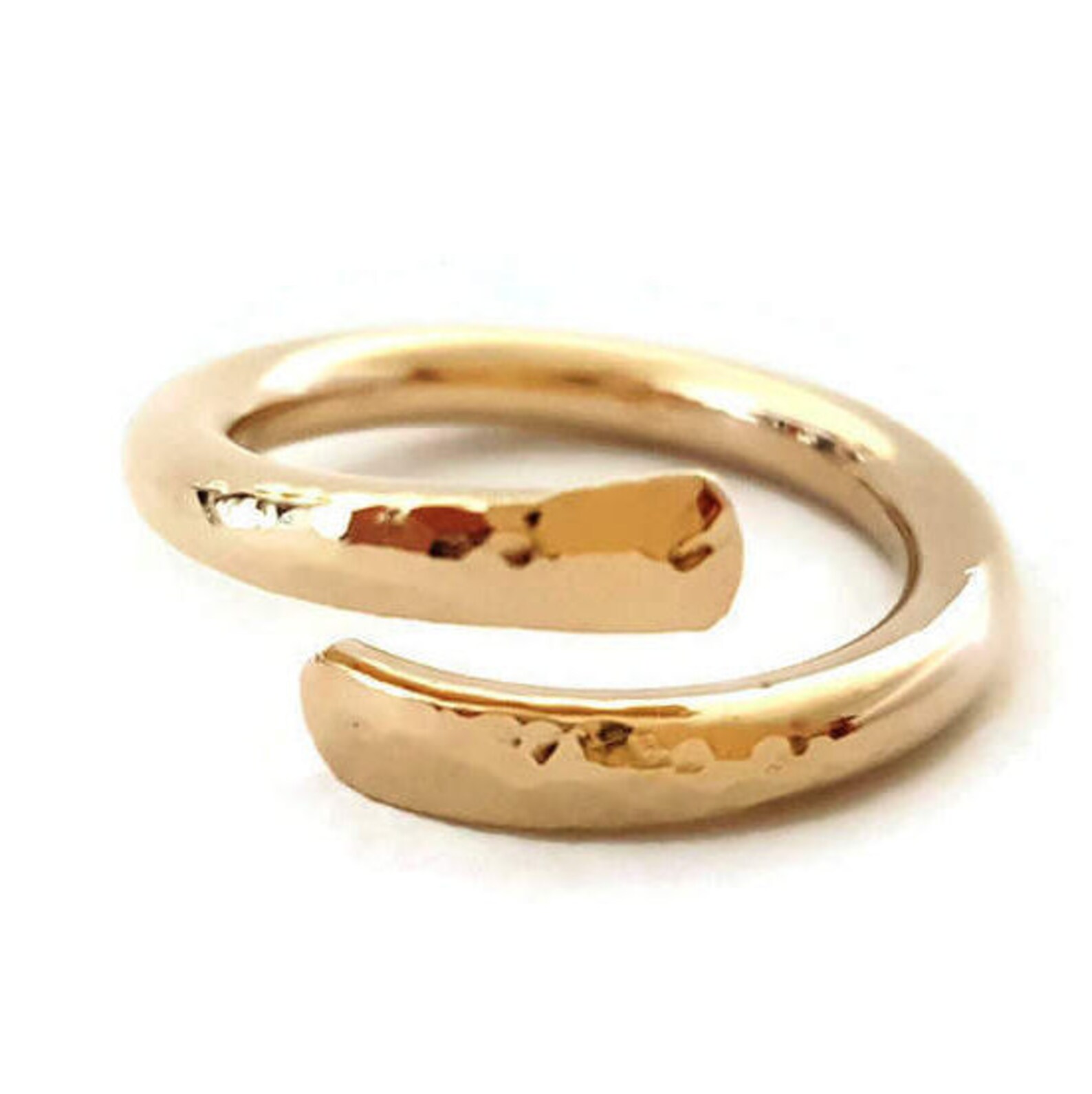 14k Solid Gold Overlap Cuff Ring - Handcrafted Organic Pinky Band - Etsy